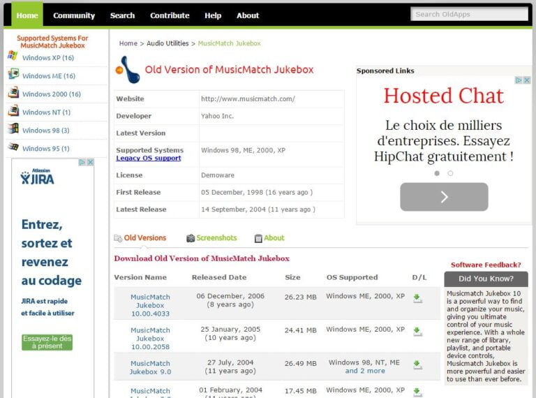 Installer une version ancienne d'un logiciel