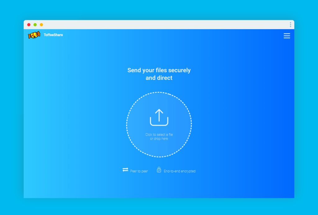 Send a file without any size limit with ToffeeShare
