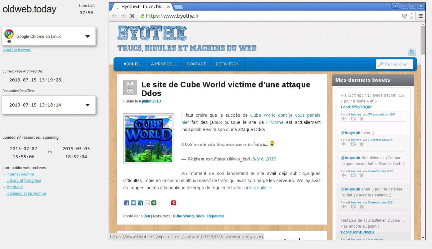 OldWeb.Today lets you view old versions of websites!