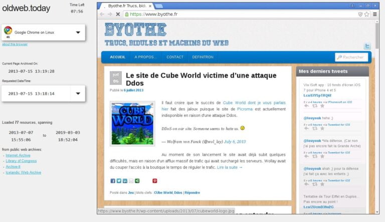 OldWeb.Today lets you view old versions of websites!