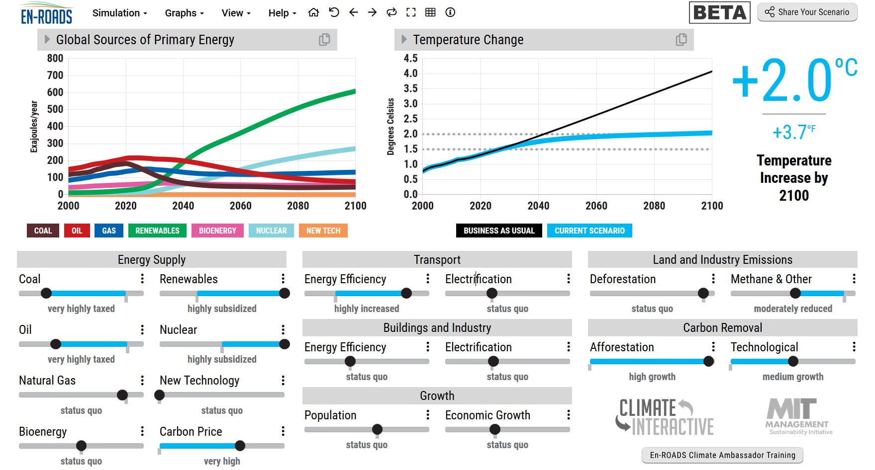 En-ROADS, un simulateur de changement climatique en ligne