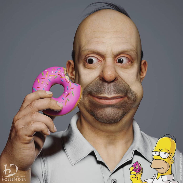 Realistic portraits of The Simpsons made in 3D