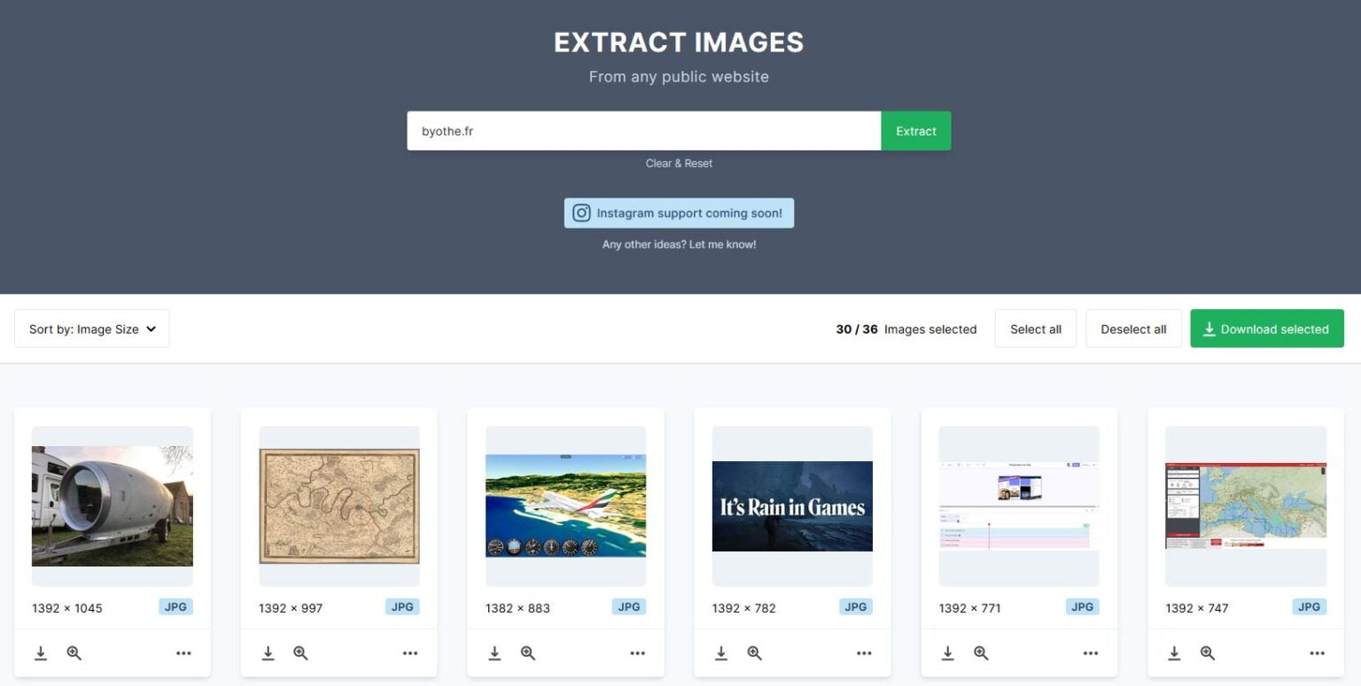 Extract Images : récupérer toutes les images d'un site web