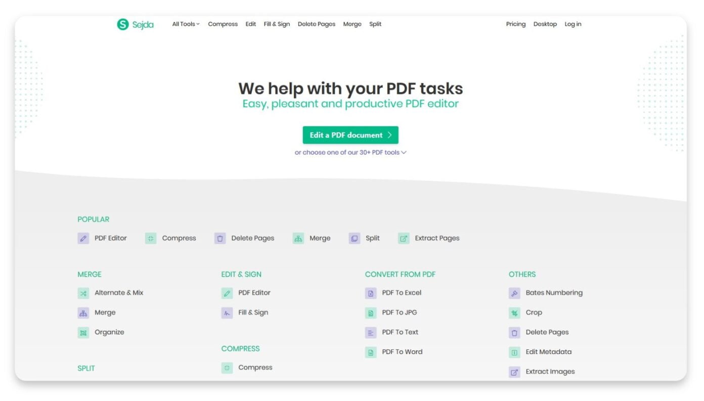 Sejda, a free collection of tools for manipulating PDFs