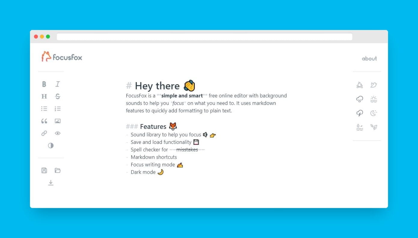 FocusFox, an online text editor to stay focused