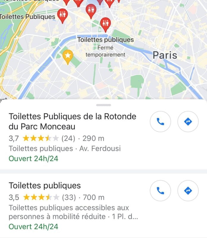 Comment trouver des toilettes publiques avec Google Maps