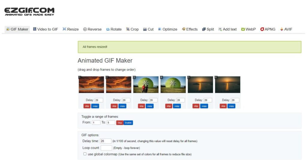 Ezgif, a free toolbox to create animated GIFs