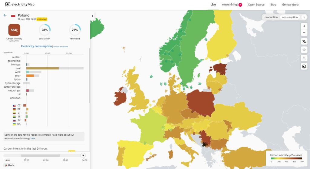 Interactive map: origin of electricity and CO2 emissions