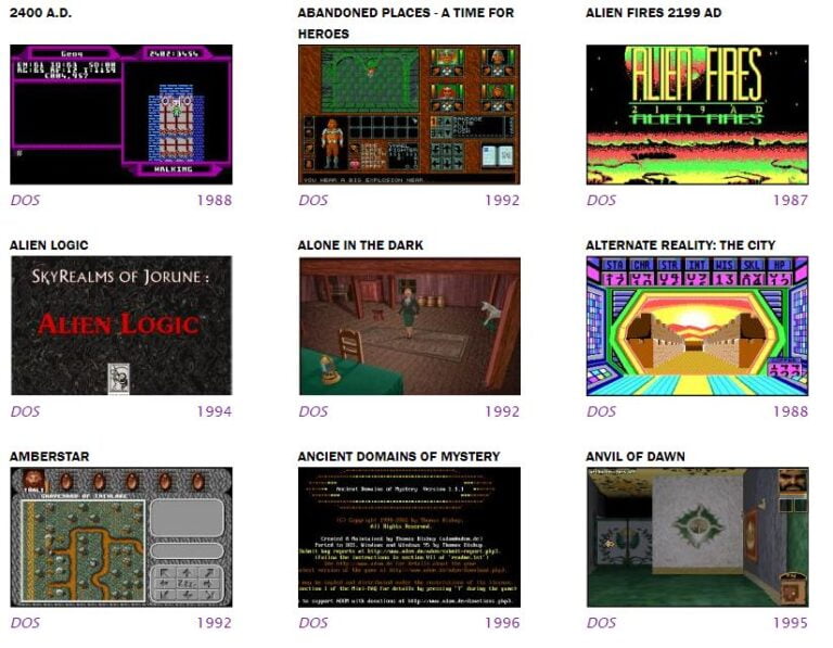 Over 6000 Free DOS Games Playable in Browser