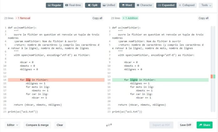 Ce site permet de comparer deux documents en quelques secondes