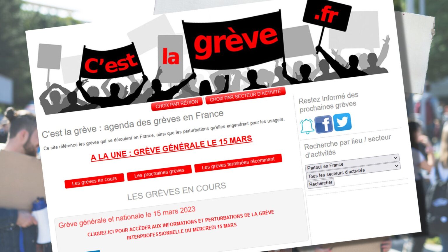 "C'est la grève" : site de prévision de grève en France