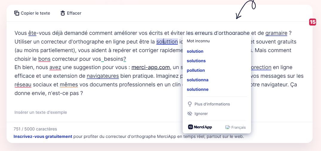MerciApp corrige toutes vos fautes d'orthographe