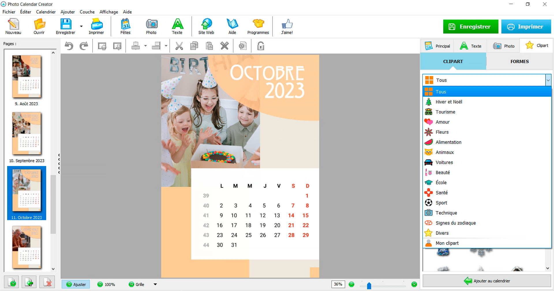 Logiciel de création de calendriers de niveau professionnel