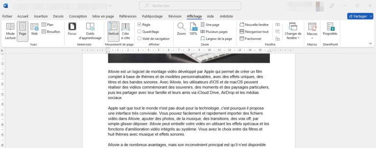 Comment n'afficher qu'une seule page sur Word par défaut