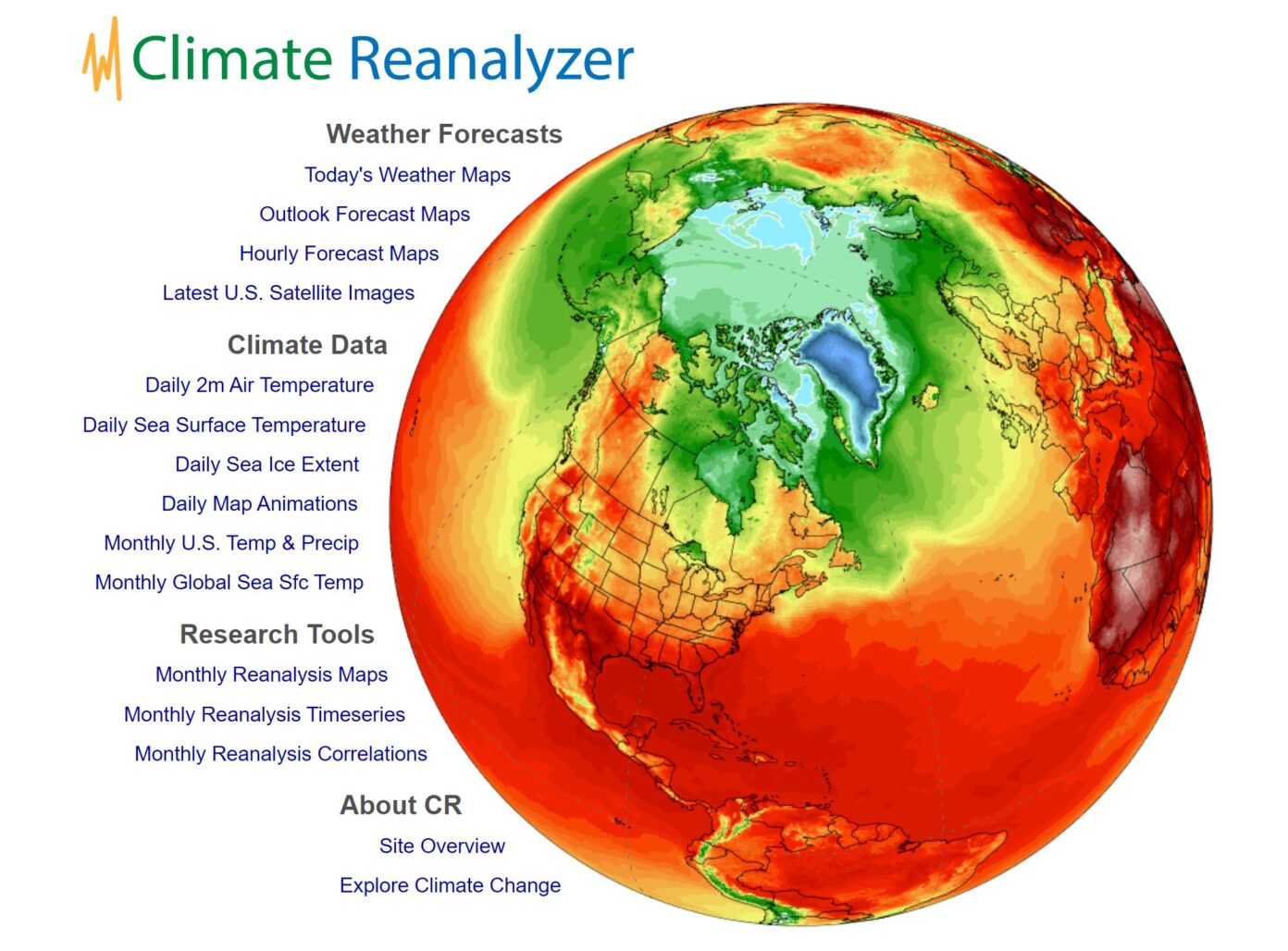 Track and compare Earth's temperature with Climate Reanalyzer