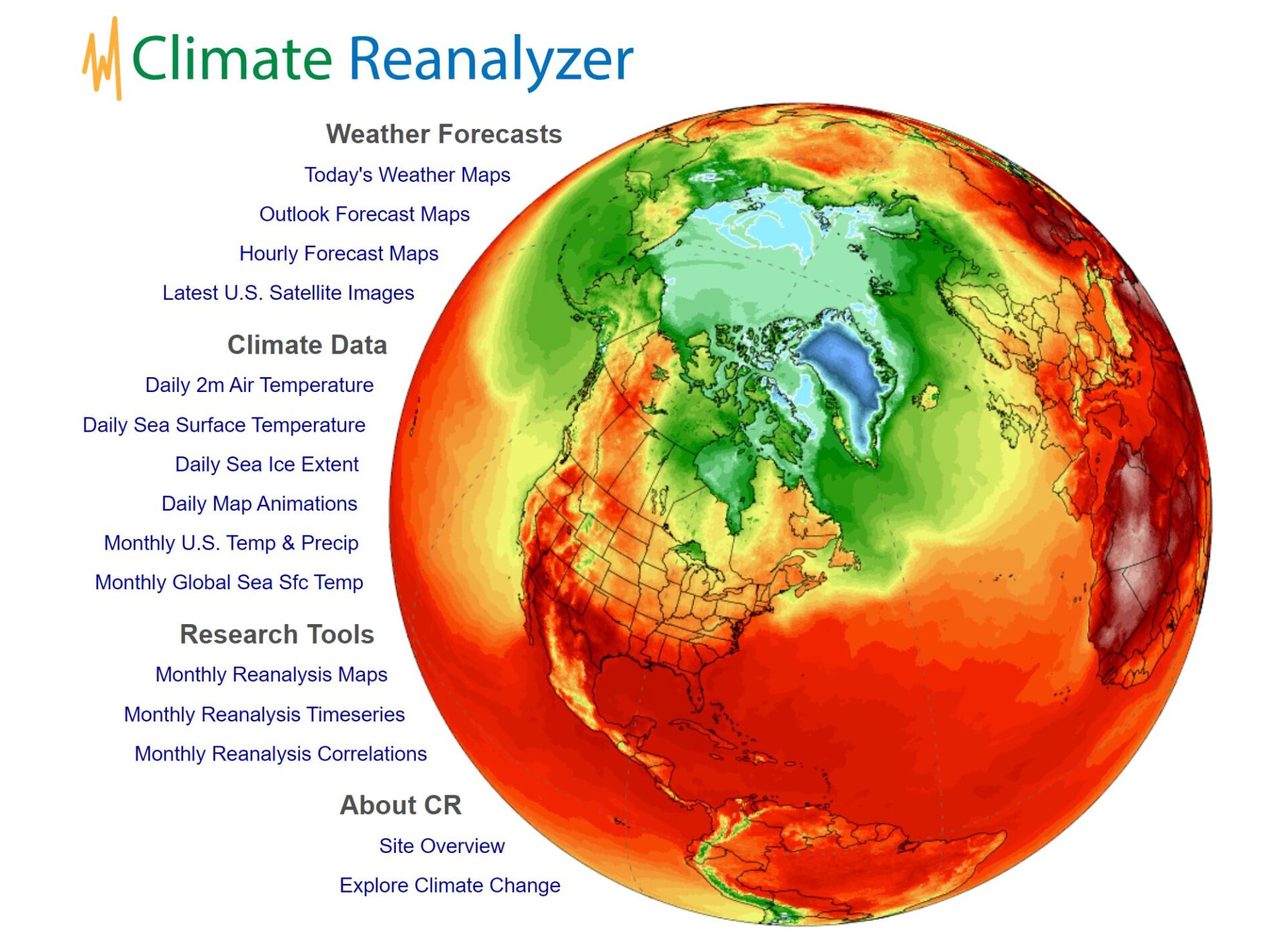 Track and compare Earth's temperature with Climate Reanalyzer