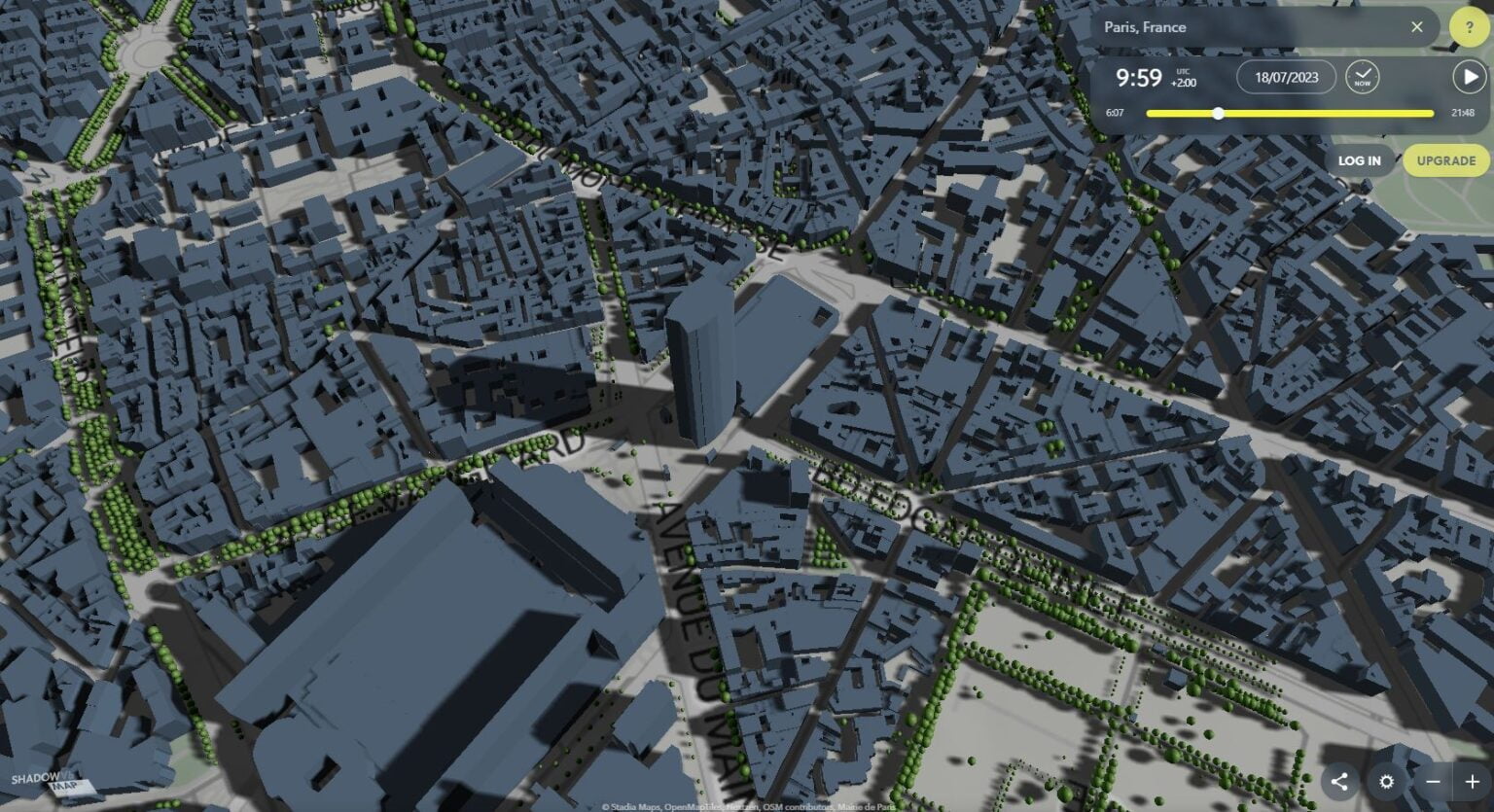 Shadowmap, a Google Map to see where there is shade