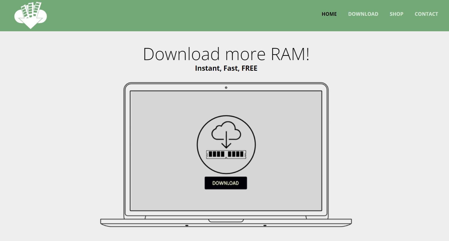 The DownloadMoreRAM.com myth: download RAM?