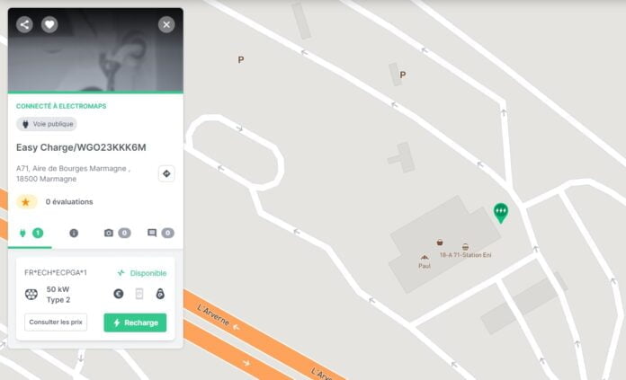 Electromaps, map of charging stations for electric cars