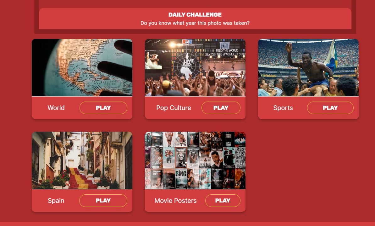 Photera, a game where you have to guess the date of photos