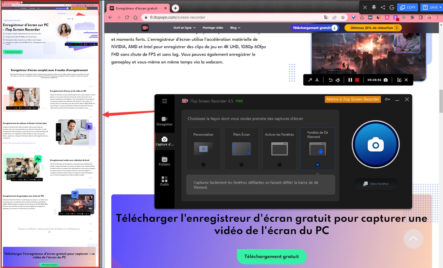Screen Capture vous permet de réaliser la capture d'une page web entière