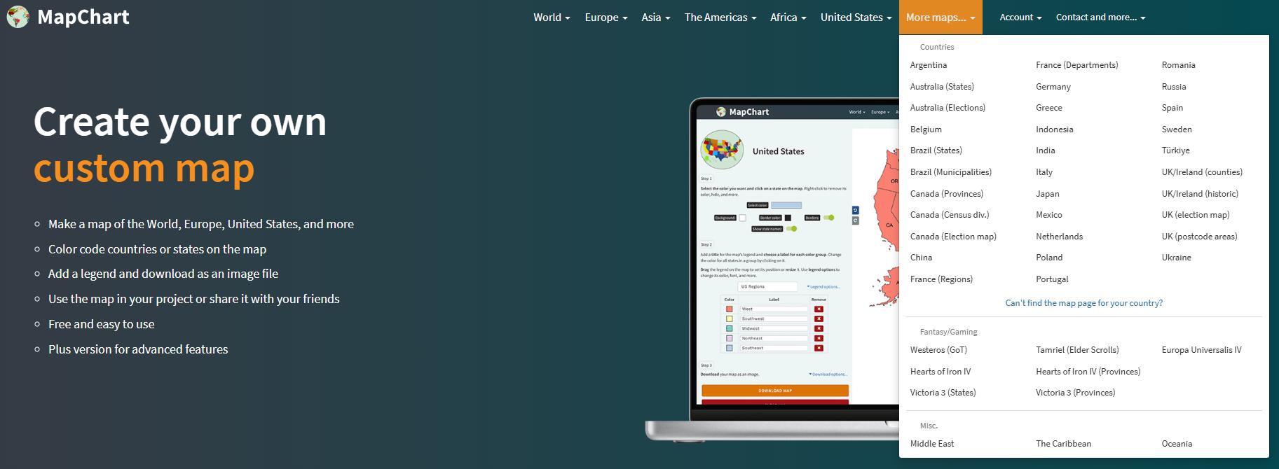 How to create a personalized map for free and without registration with MapChart