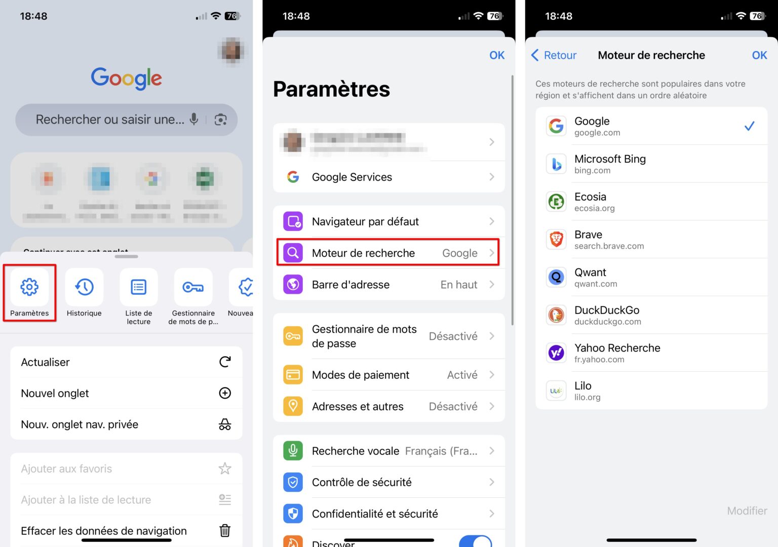 Comment changer le moteur de recherche par défaut dans Chrome