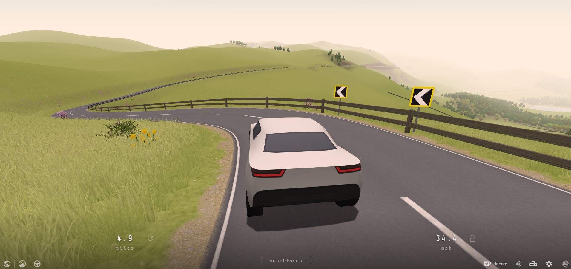 Slow Roads : jeu de conduite relaxant à jouer dans le navigateur