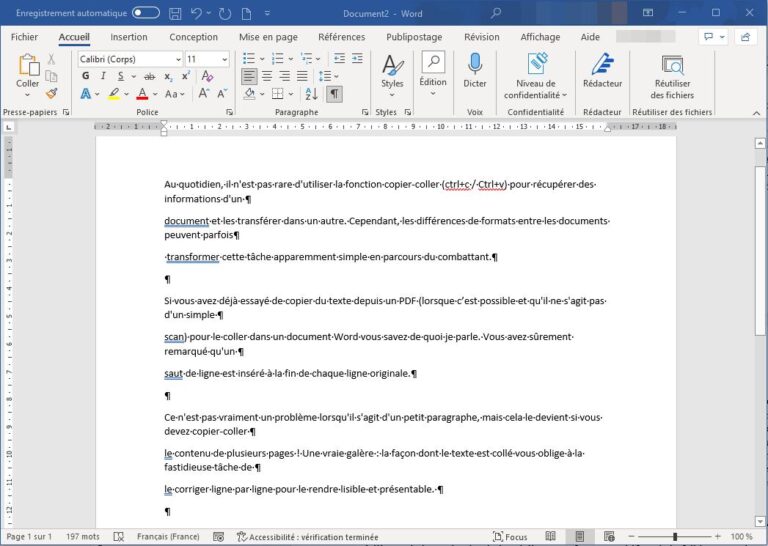 Copier-coller le texte d'un PDF dans Word sans ruiner la mise en page