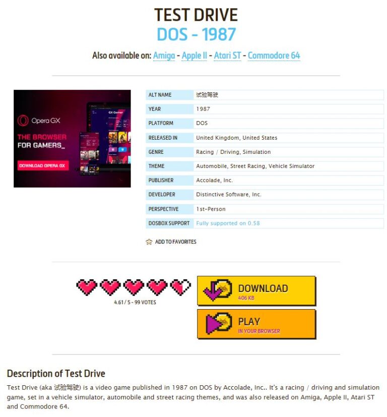 My Abandonware : jouez à plus de 30 000 jeux gratuits de 1965 à 2012