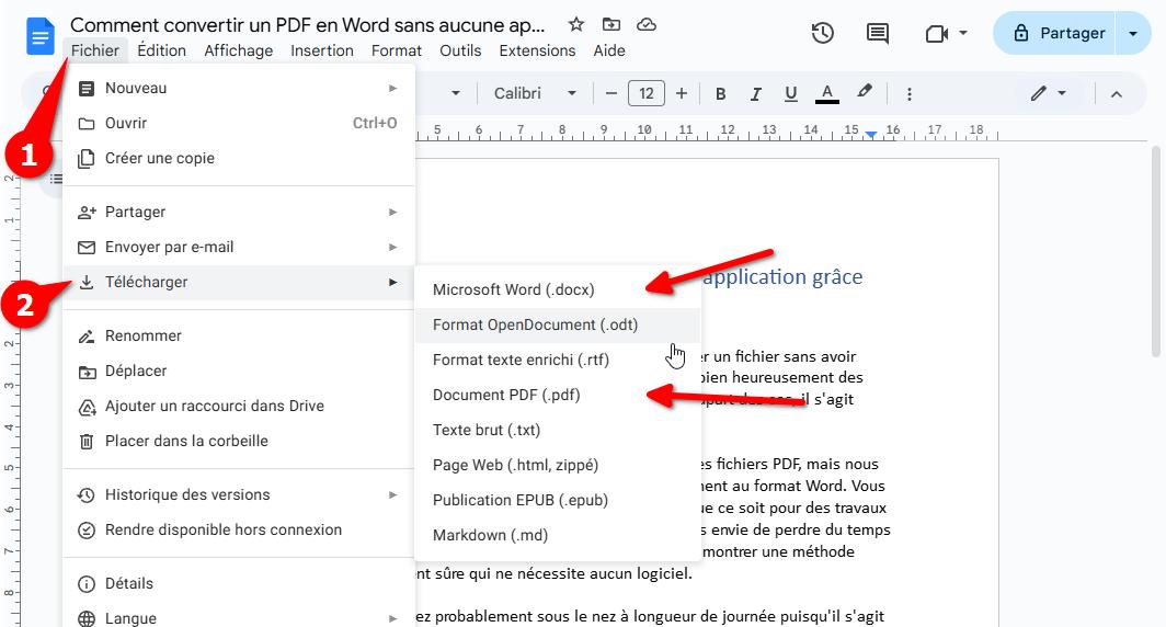 Convertir un PDF en Word sans application grâce à Google
