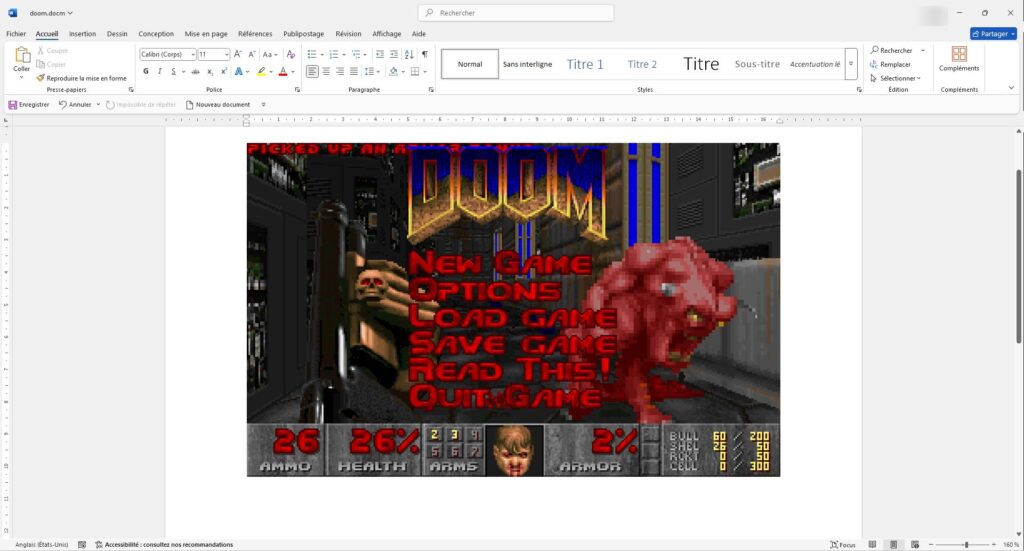 Playing Doom in Word? It's possible!