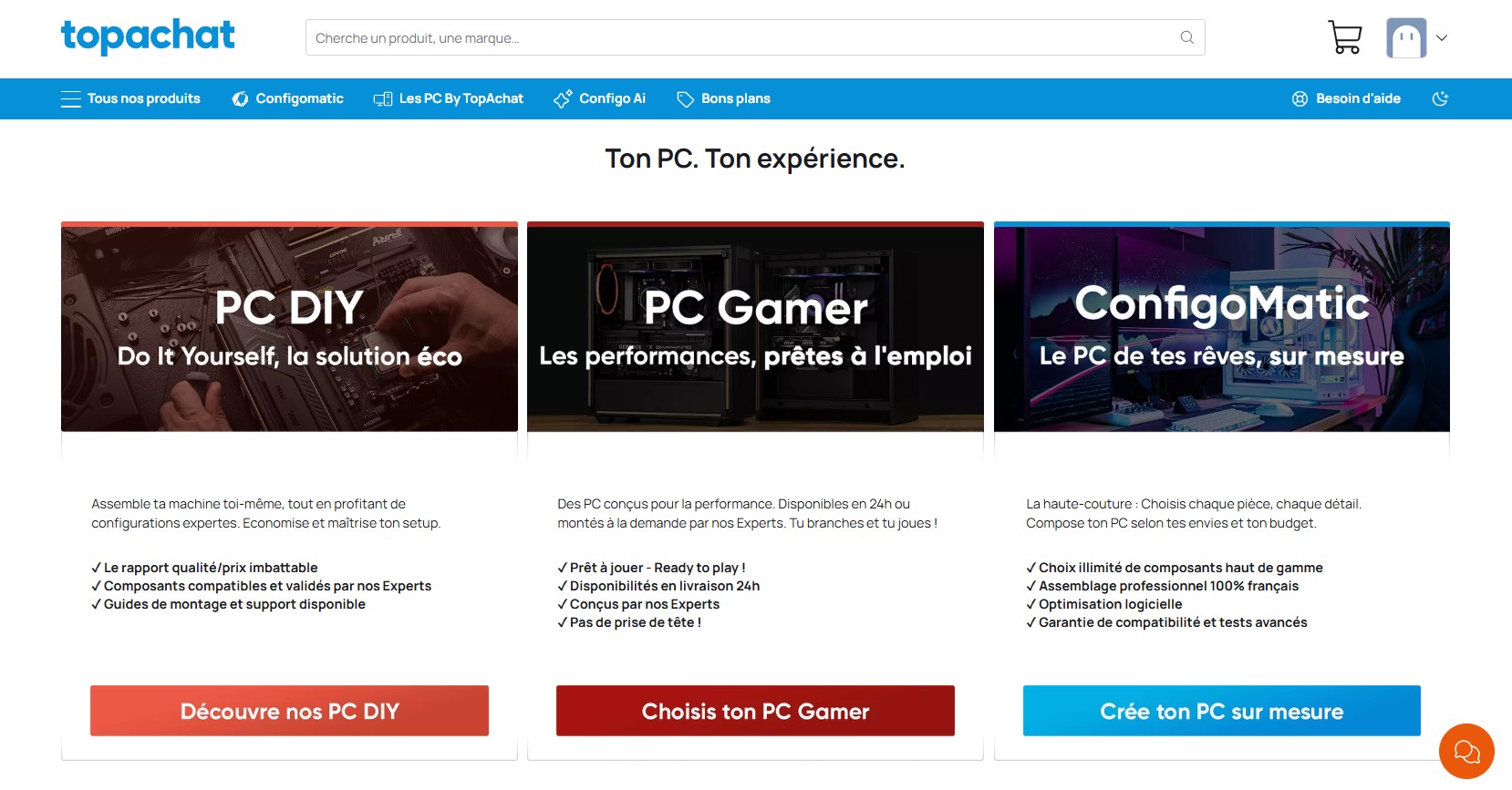 TopAchat : trois options pour construire ou choisir votre futur PC Gamer